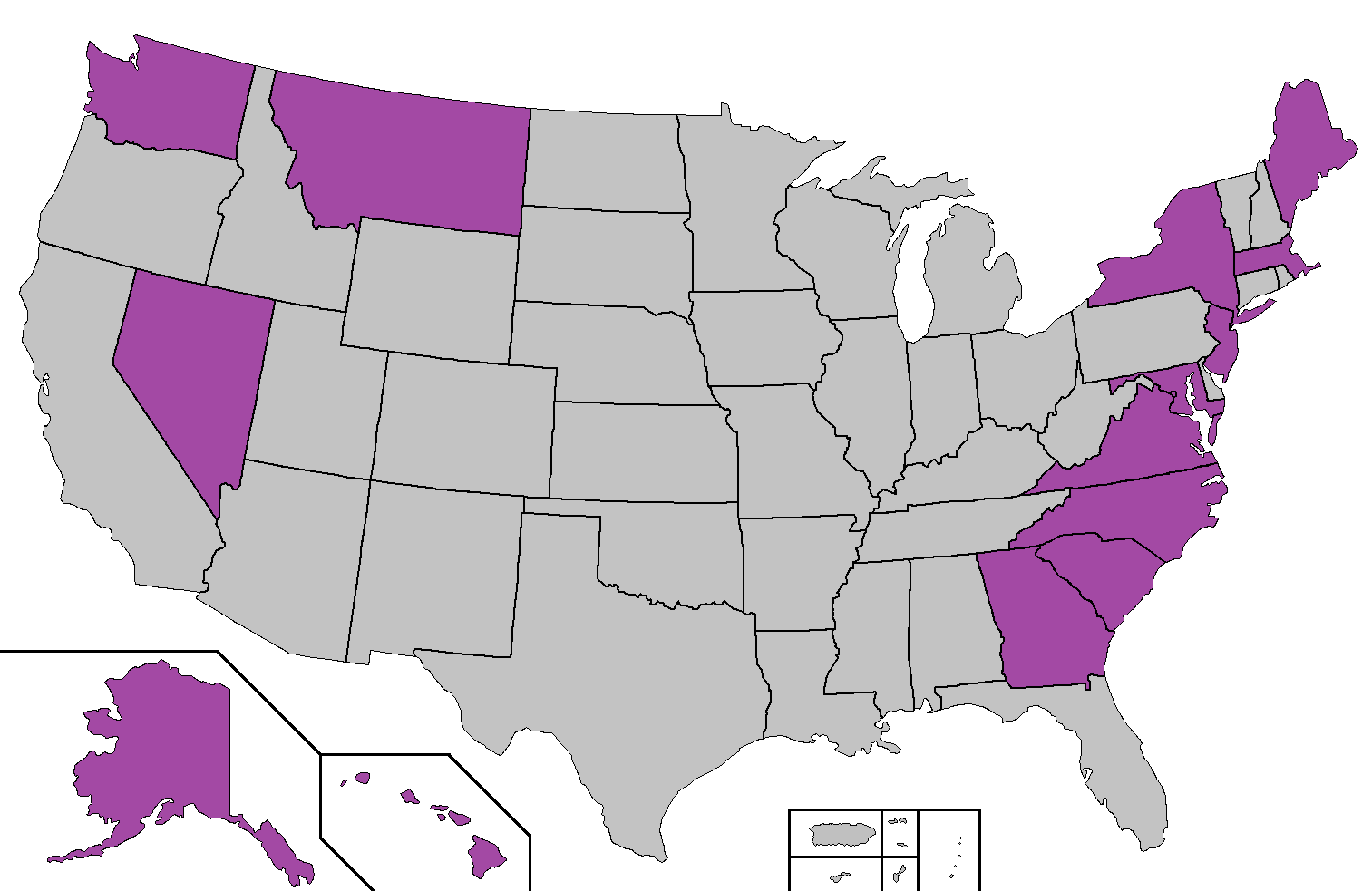 Blank united states region map